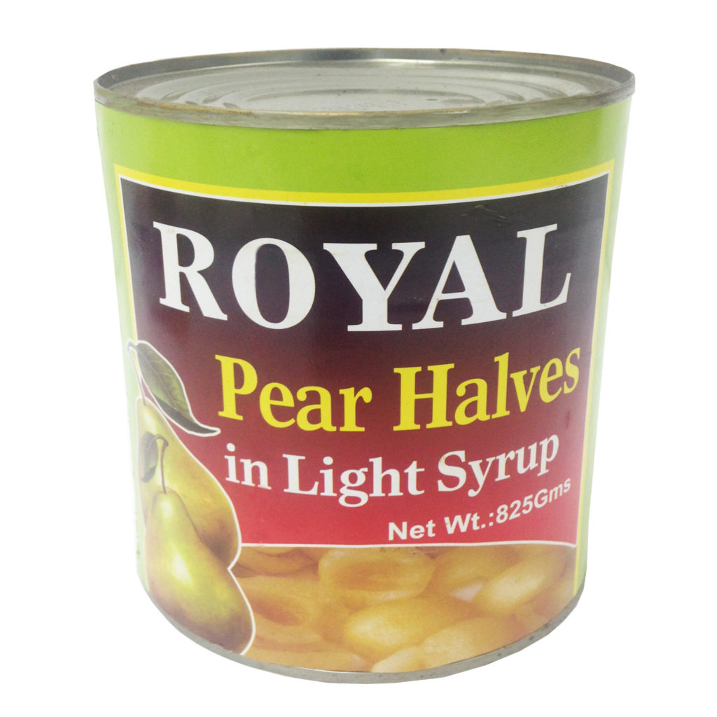 Royal Pear Halves 825g available at any RB Stores around Fiji.