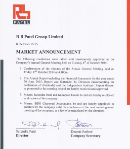 Annual Reports - RB Patel Group
